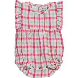 LILLY + SID Organic Cotton Check Print Romper - Pink