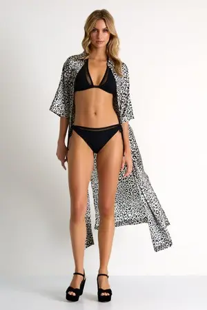Shan Grid Mesh Hip-tied Bikini Bottom - Black