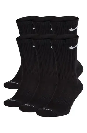 Nike Everyday Plush Cushion Crew Training Socks 6 Pack - Black/white