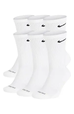Nike Everyday Plush Cushion Crew Training Socks 6 Pack - White/black