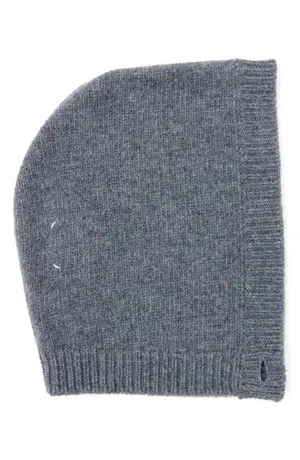 MAISON MARGIELA Buttoned Virgin Wool Knit Hood - Dark Grey