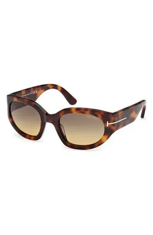 TOM FORD 53mm Gradient Sunglasses - Classic Havana/smoke Amber
