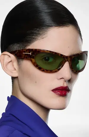 TOM FORD Leona Cat Eye Sunglasses - Vintage Havana/emerald Green