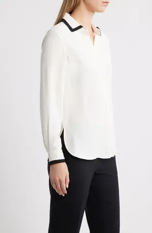 Anne Klein Contrast Trim Shirt