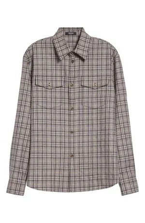 Versace Check Virgin Wool Flannel Button-up Shirt