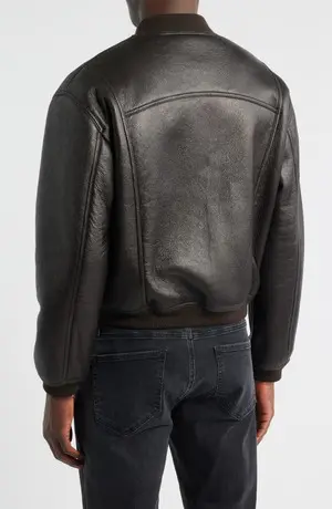 FRAME Genuine Shearling-lined Bomber Jacket - Dark Brown