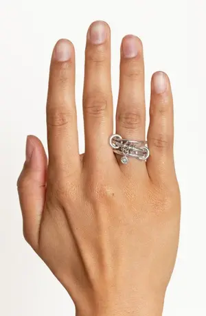 SPINELLI KILCOLLIN Piera Sterling Linked Ring With Diamond Drop - Silver