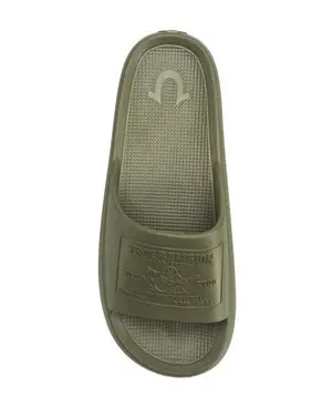 True Religion Wayne Logo Slide Sandals - Olive