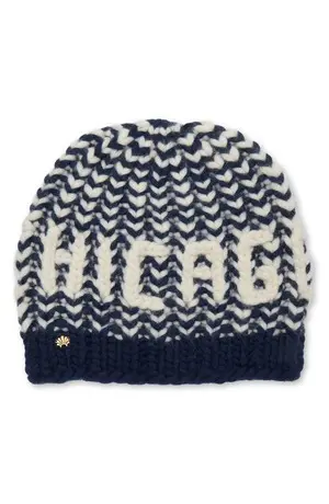Lele Sadoughi Chicago Knit Beanie - Navy Melange