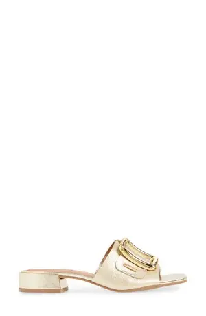 BUTTERO® Eduarda Leather Slide Sandal - Dourado