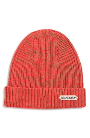 JW Anderson Wool-cotton Blend Mouline Beanie - Neon Orange
