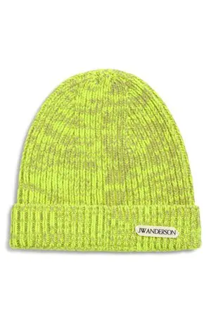JW Anderson Wool-cotton Blend Mouline Beanie - Neon Yellow