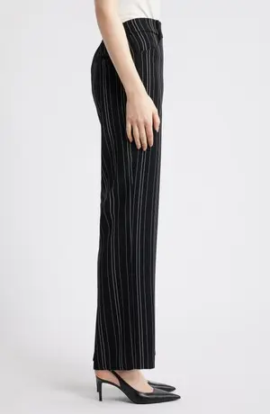 Anne Klein Striped Wide-leg Pull-on Pants