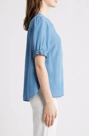 BEACHLUNCHLOUNGE Lowen Short Sleeve Chambray Top