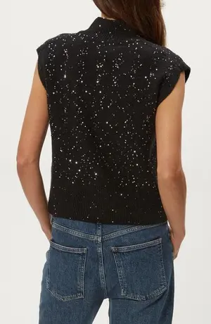 Michael Stars Sequin Embellished Shoulder Sweater
