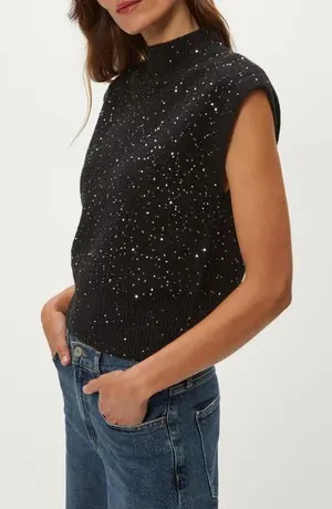 Michael Stars Sequin Embellished Shoulder Sweater