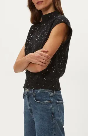 Michael Stars Sequin Embellished Shoulder Sweater