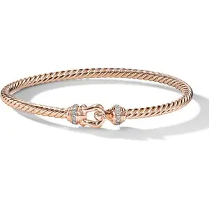 David Yurman 18k Gold Diamond Bangle - Rose Gold