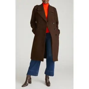 Universal Standard Callaghan Double Breasted Wool Blend Coat - Herringbone