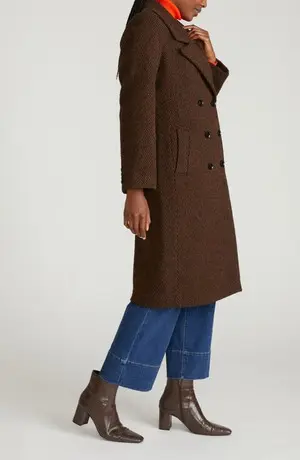Universal Standard Callaghan Double Breasted Wool Blend Coat - Herringbone