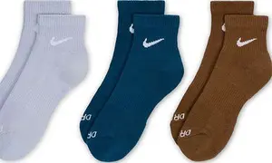 Nike Dri-fit Everyday Plus 3-pack Cushioned Training Ankle Socks - Blue Multi