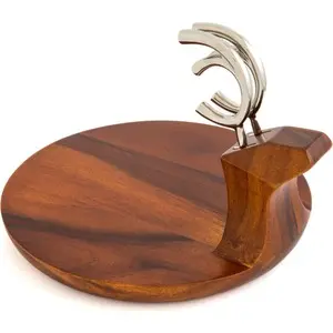 NAMBE Reindeer Wood Platter With Spreader Knife - Brown