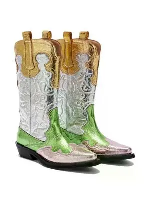 GANNI Metallic-finish Boots - Silver