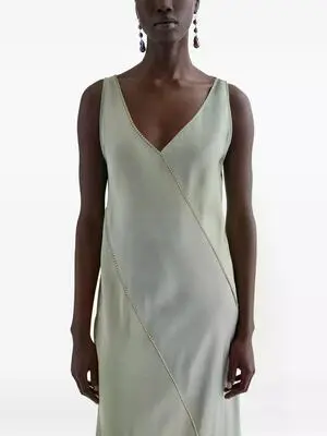 JIL SANDER Crystal Embellished V-neck Dress