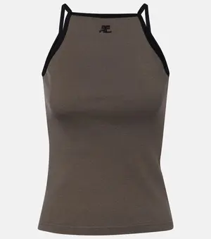 COURREGES Courrèges Logo Cotton Tank Top - Grey