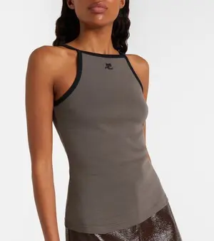 COURREGES Courrèges Logo Cotton Tank Top - Grey