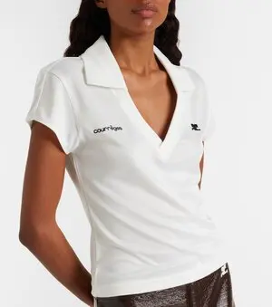 COURREGES Courrèges Logo Jersey Polo Shirt - White