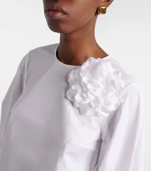 Carolina Herrera Floral Appliqué Cotton-blend Blouse