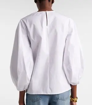 Carolina Herrera Floral Appliqué Cotton-blend Blouse