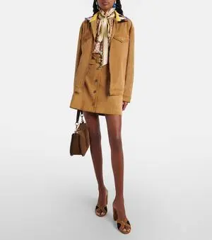 Etro Belted Suede Miniskirt - Beige