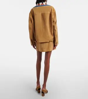 Etro Belted Suede Miniskirt - Beige