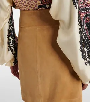Etro Belted Suede Miniskirt - Beige