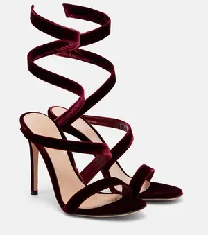 GIANVITO ROSSI Opera 105 Velvet Sandals - Burgundy