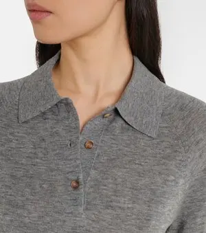 Victoria Beckham Wool Polo Shirt - Grey