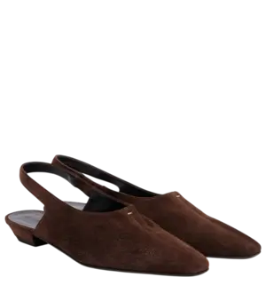 Khaite Cecilia Suede Slingback Flats - Brown
