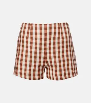 Faithfull The Brand Lila Gingham Linen Shorts - Brown