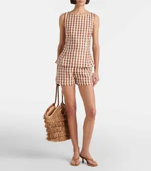 Faithfull The Brand Lila Gingham Linen Shorts - Brown