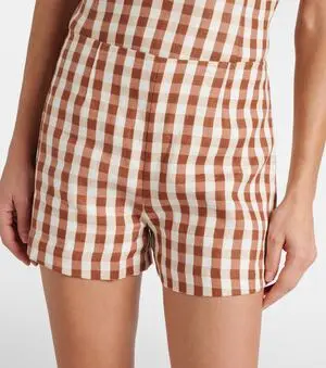 Faithfull The Brand Lila Gingham Linen Shorts - Brown