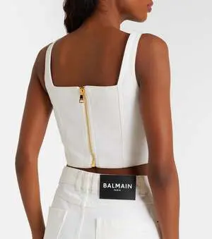 Balmain Denim Crop Top