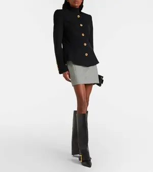 Balmain Houndstooth Wool-blend Miniskirt