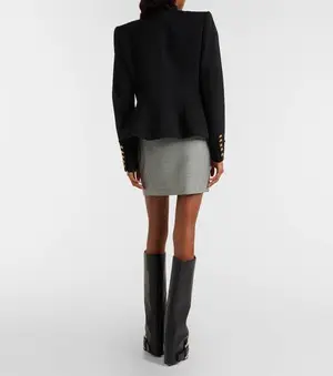 Balmain Houndstooth Wool-blend Miniskirt