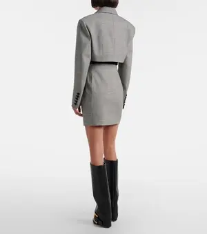 Balmain Houndstooth Wool-blend Miniskirt