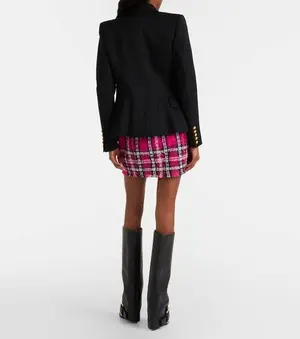 Balmain Checked Tweed Miniskirt