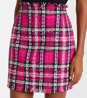 Balmain Checked Tweed Miniskirt