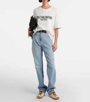 Valentino Garavani Amphibia Leather-trimmed Sneakers - Multicoloured