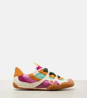 Valentino Garavani Amphibia Leather-trimmed Sneakers - Multicoloured